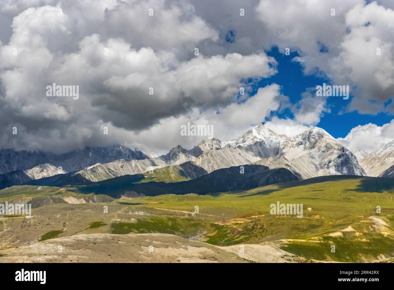 Dark Clouds HImalayan Mountains and Road to Korala Border between Tibet ...