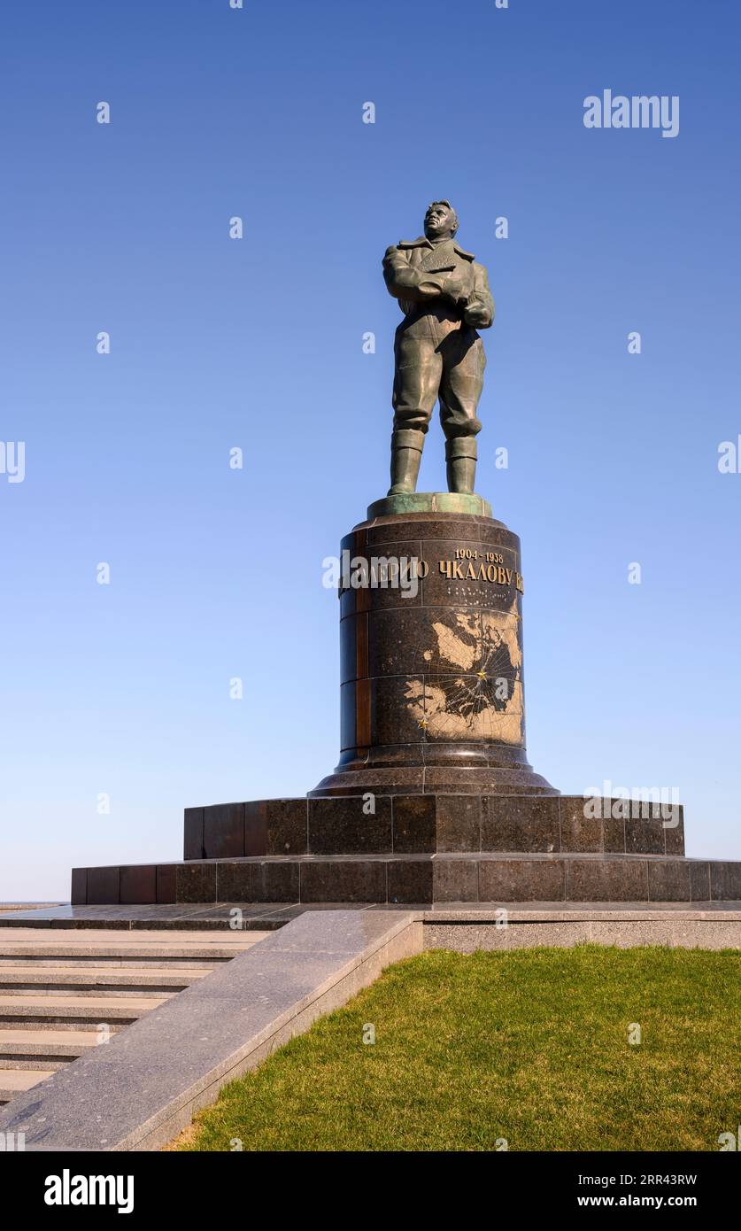 Monument to Valery Chkalov (as it is written on the pedestal), the ...