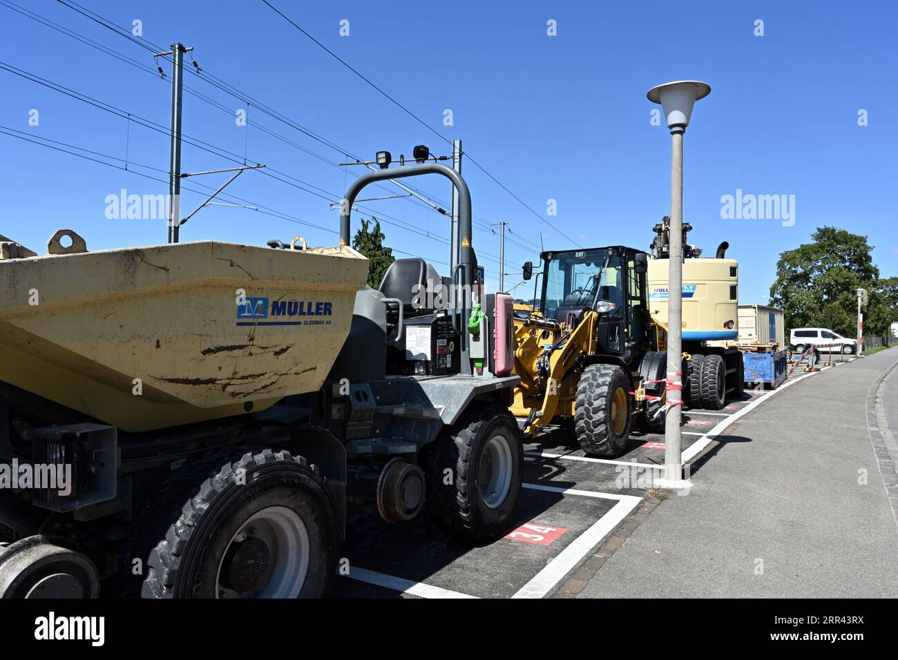 Special machines of yellow colour, designed to make construction and ...