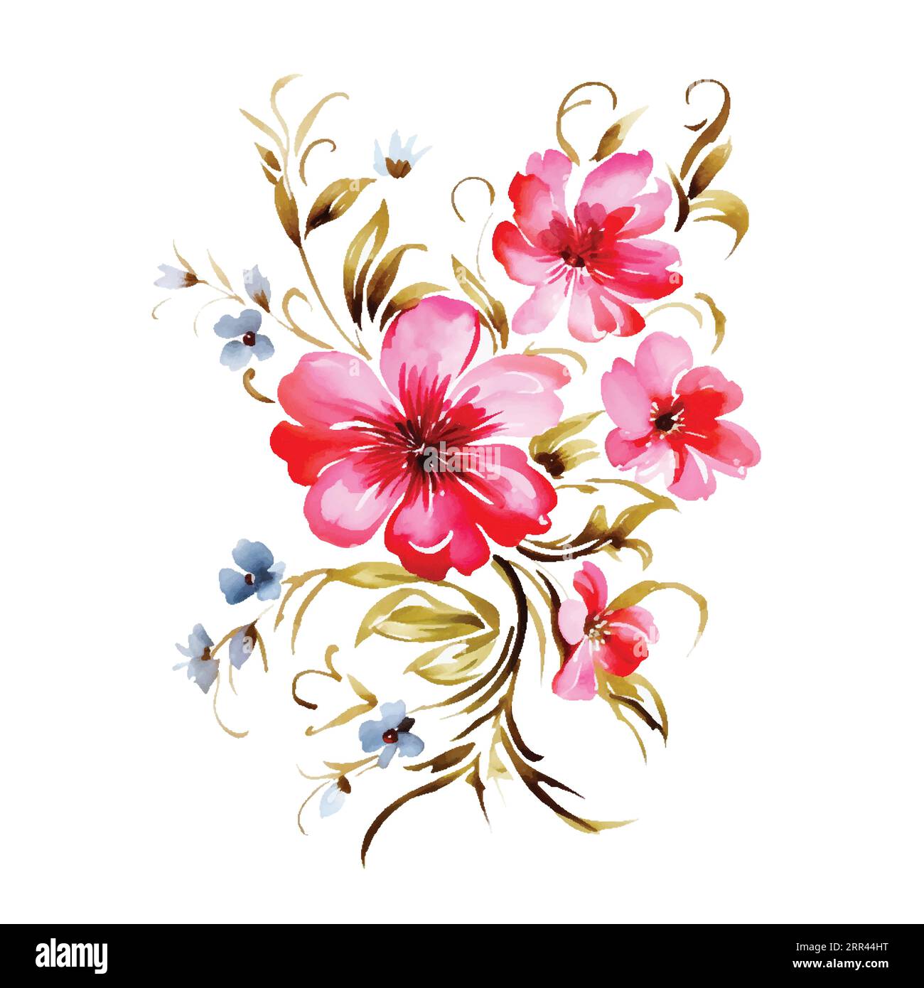 Watercolor pink wild flowers. Isolated and editable vector clipart ...