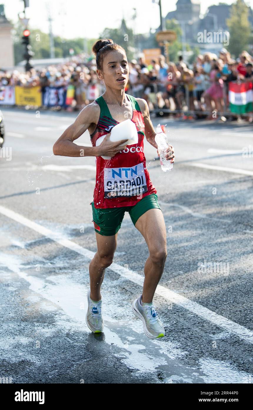 Fatima Ezzahra Gardadi of Morocco competing in the women’s marathon on day 8 of the World ...