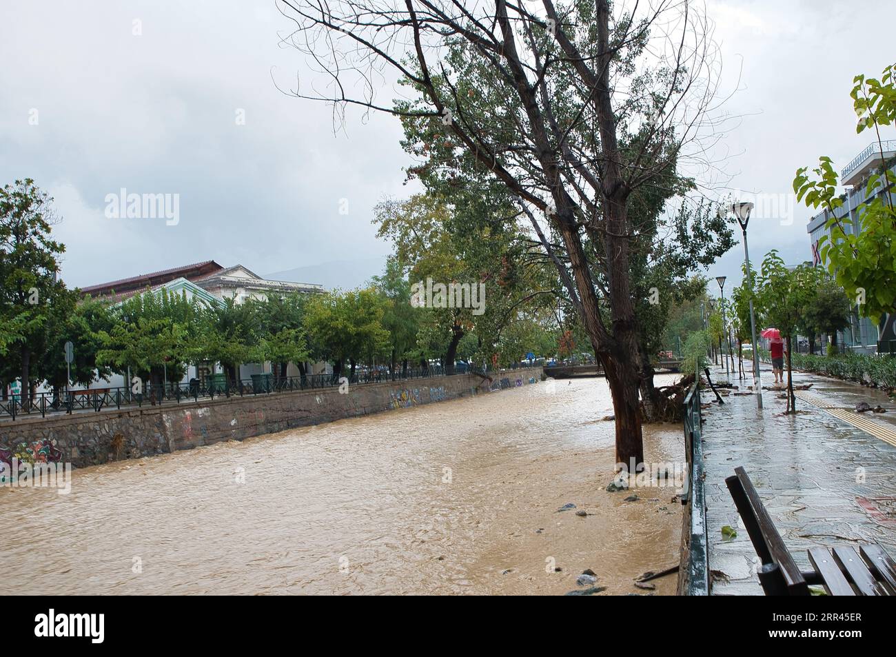 climate change, disaster from a storm, flooding of the Krausidon river ...