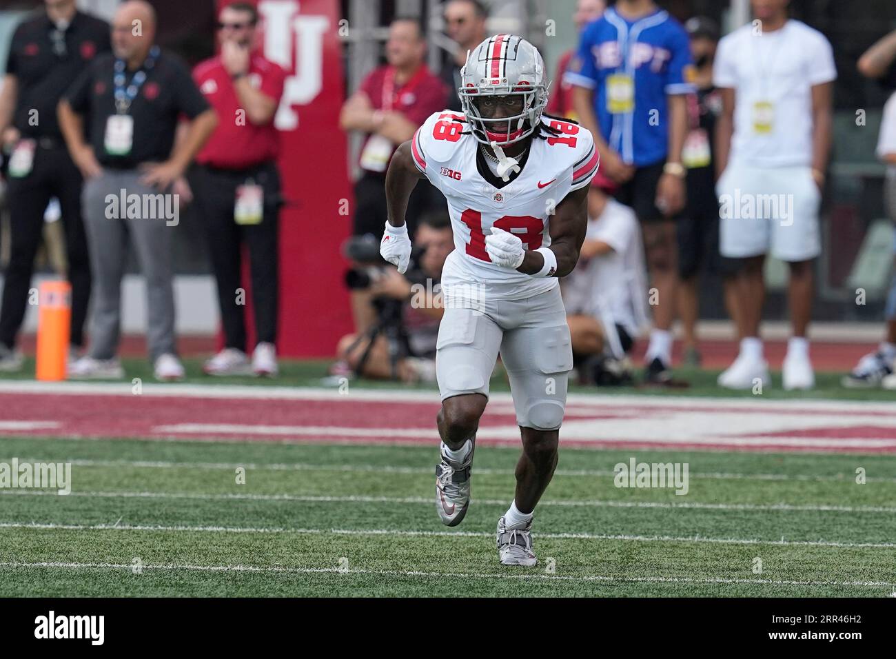Ohio State wide receiver Marvin Harrison Jr. (18) runs during the first ...