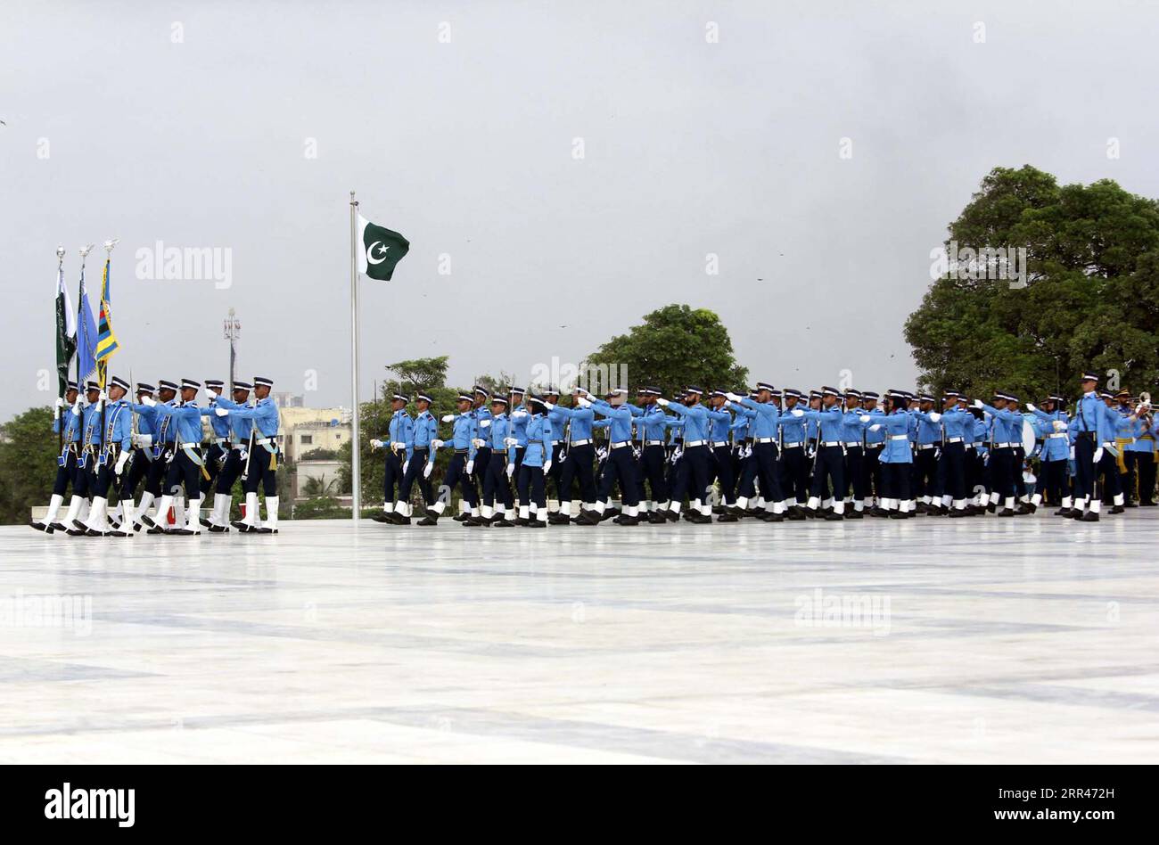 Pakistan Air Force cadets performing march past during change of guards ...