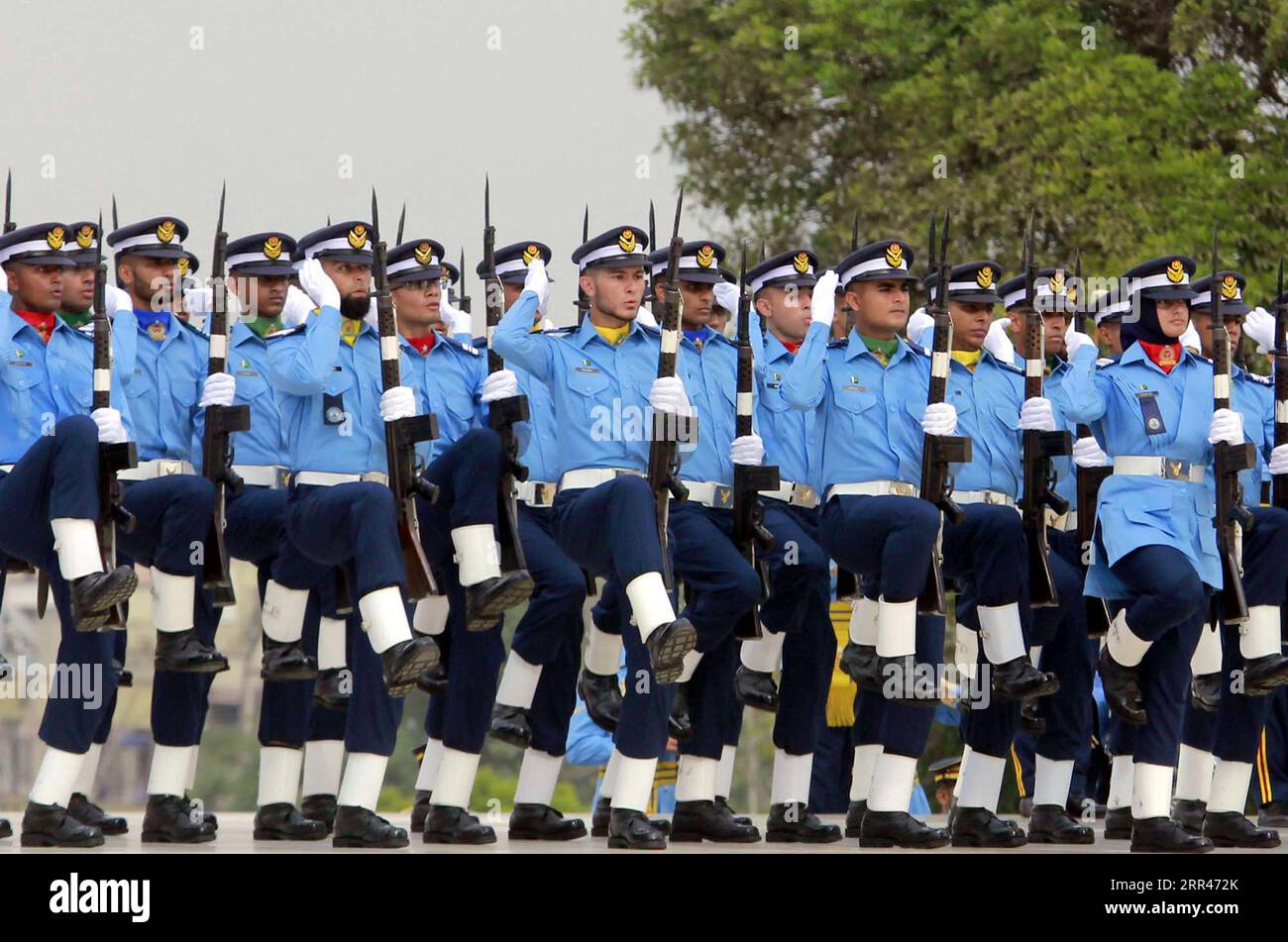 Pakistan Air Force cadets performing march past during change of guards ...