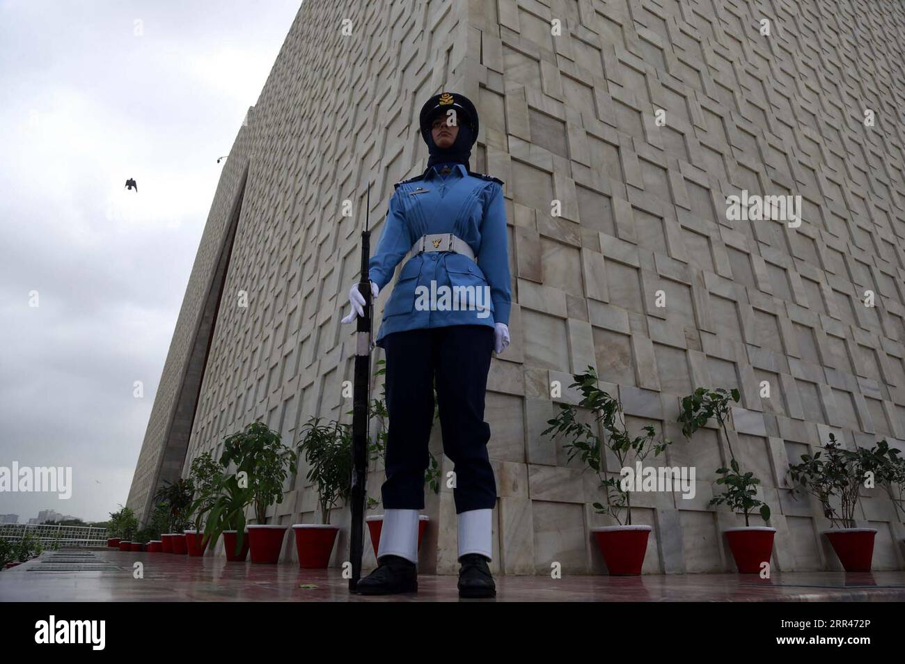 Pakistan Air Force cadets performing march past during change of guards ...