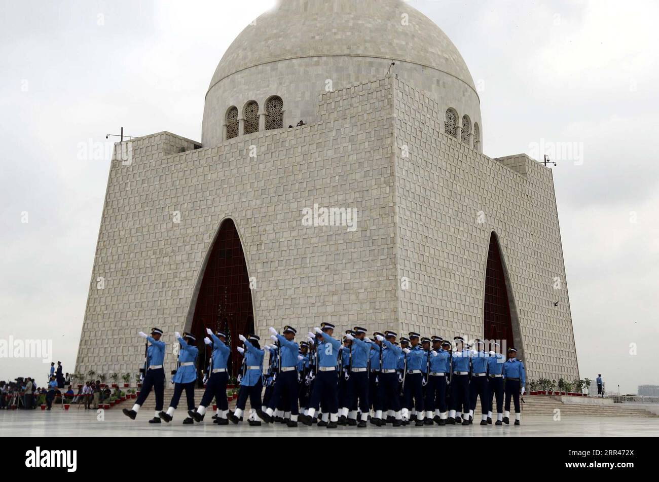 Pakistan Air Force cadets performing march past during change of guards ...