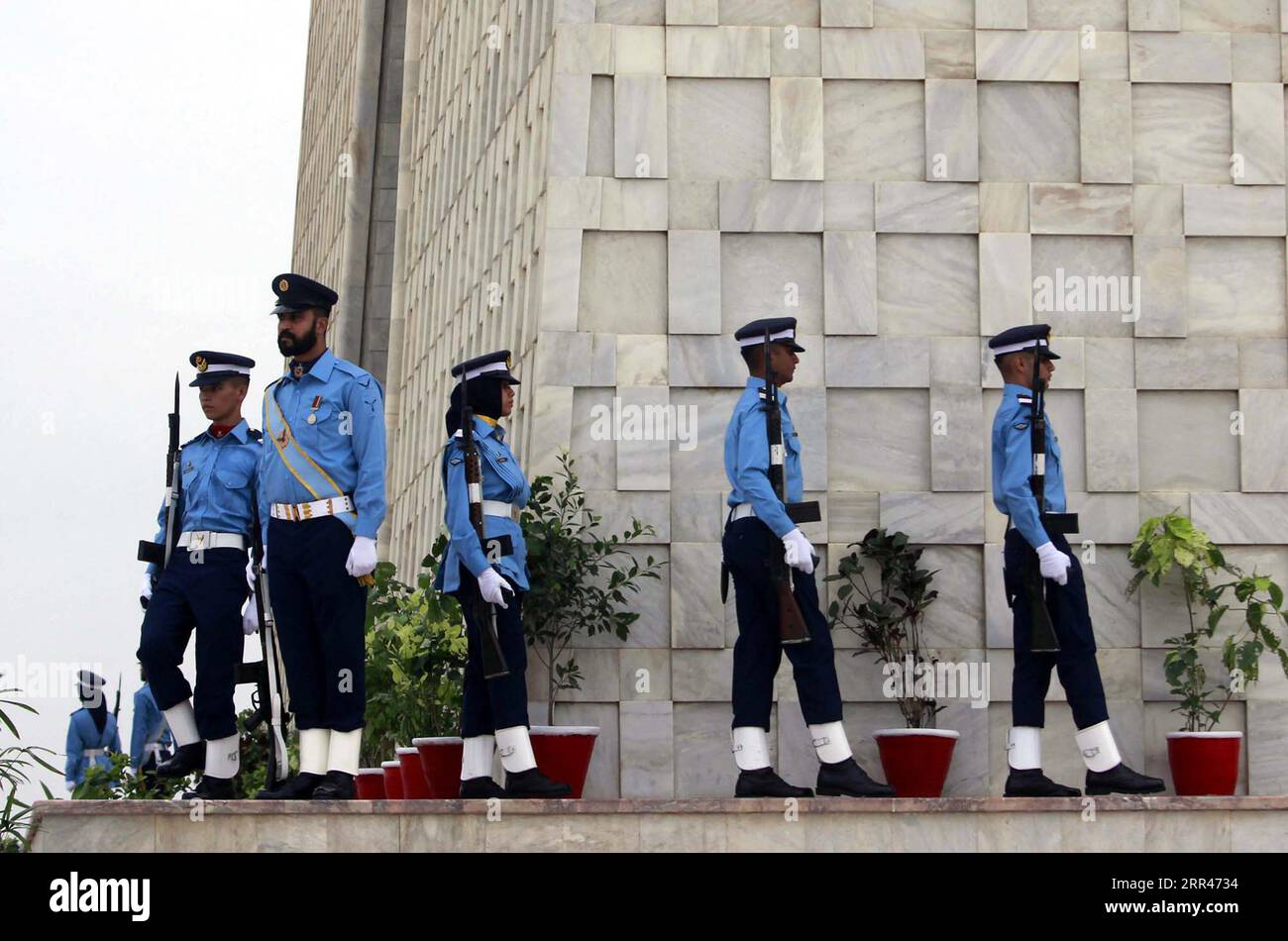 Pakistan Air Force cadets performing march past during change of guards ...