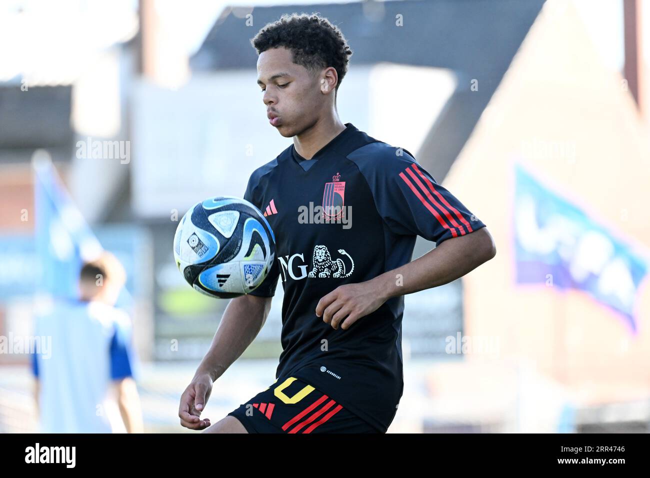Ayanda Sishuba of Belgium warms up during a friendly soccer game ...