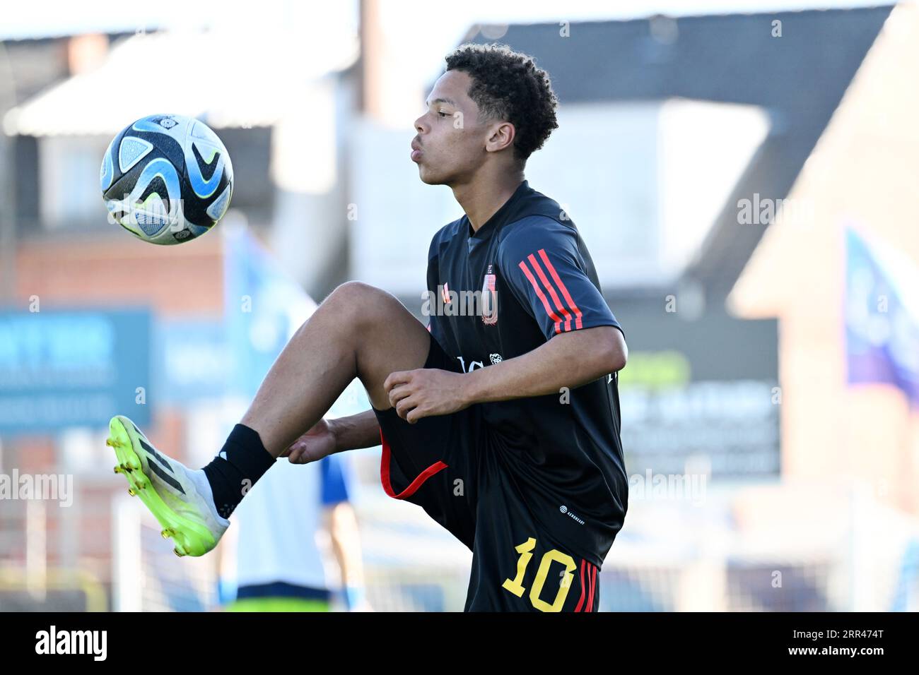 Ayanda Sishuba of Belgium warms up during a friendly soccer game ...