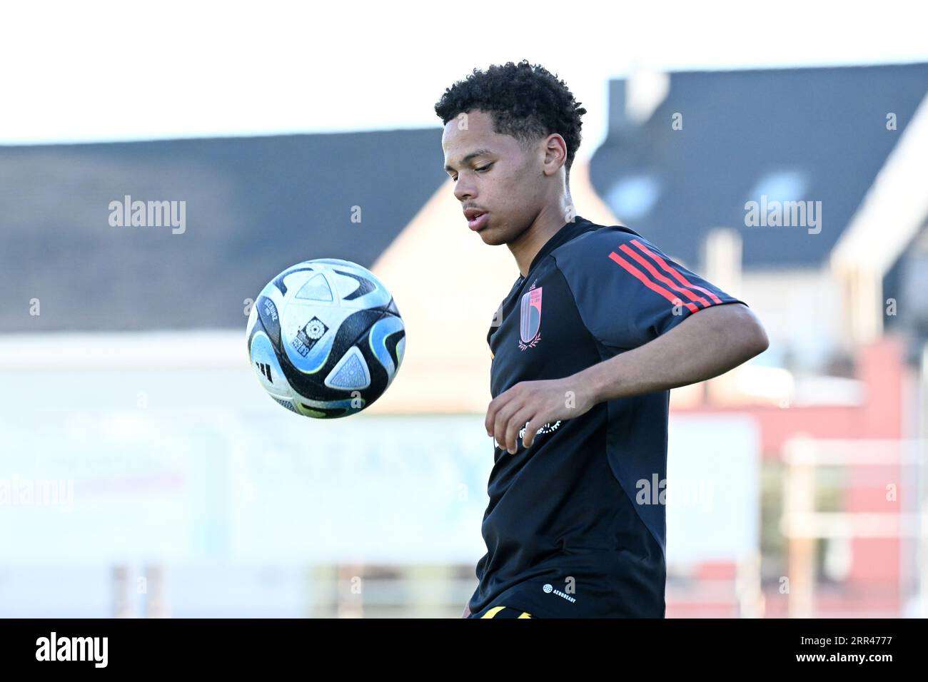 Ayanda Sishuba of Belgium warms up during a friendly soccer game ...
