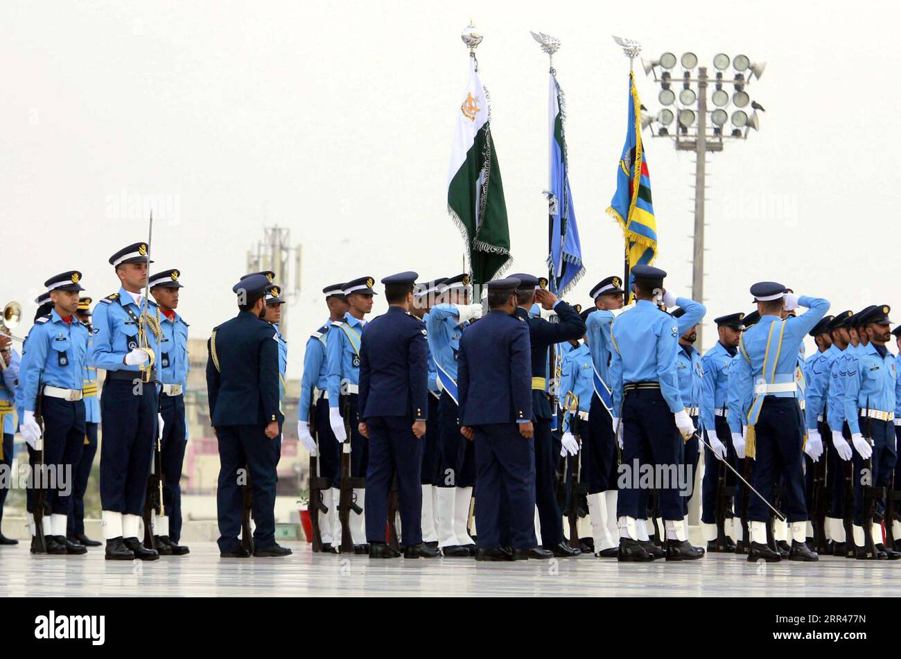 Pakistan Air Force cadets performing march past during change of guards ...
