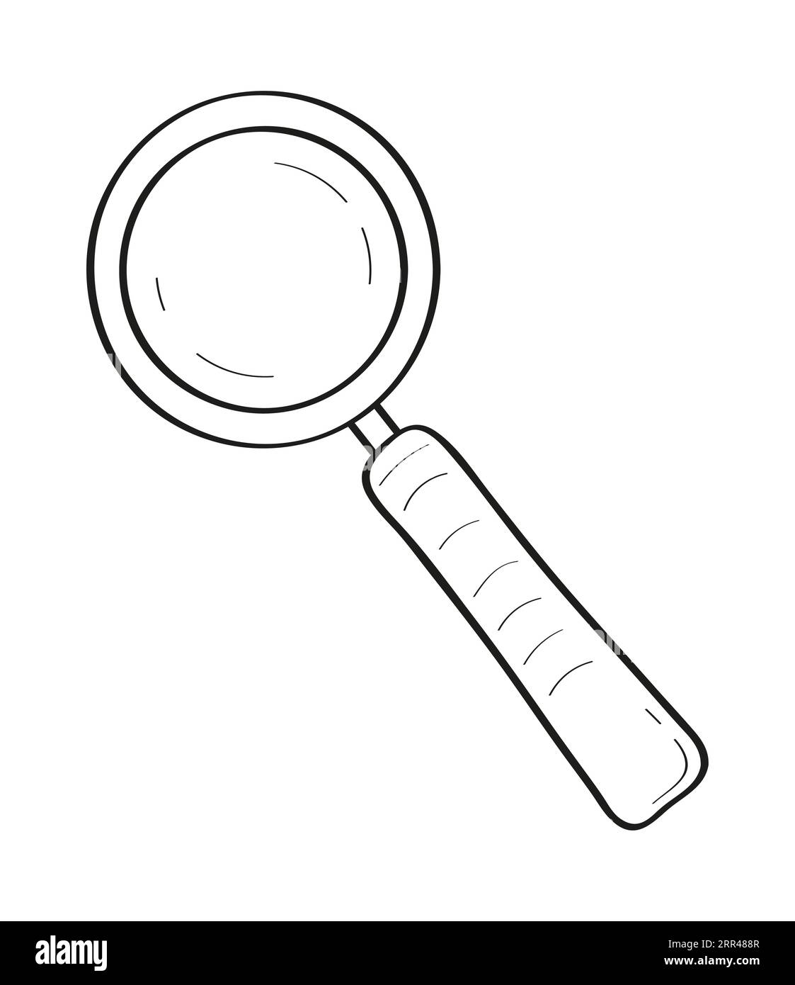Magnifying icon vector in doodle style. Glass is including gear as ...
