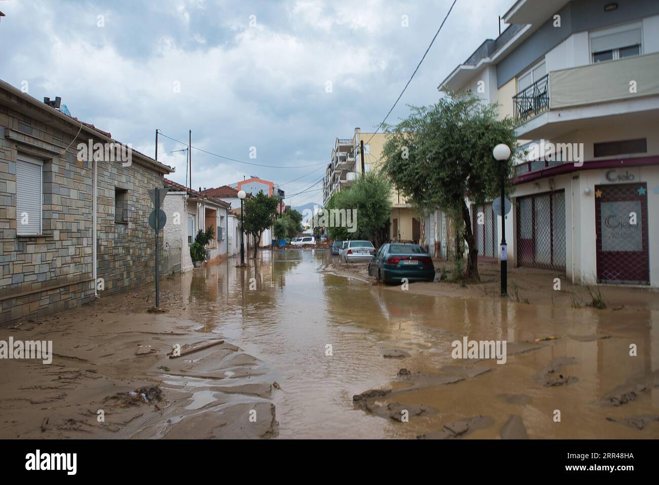 climate change, disaster from a storm, flooding of the Krausidon river ...