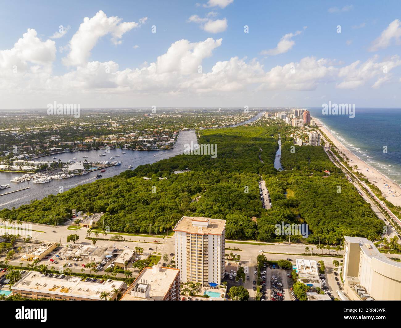 Aerial photo Hugh Taylor Birch State Park Fort Lauderdale Beach FL ...