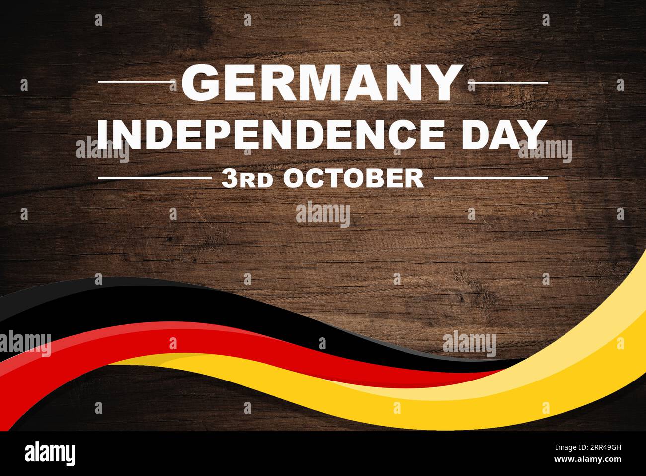 Germany Unity Day 3rd October. Text on a weaving flag of Germany. Tag ...