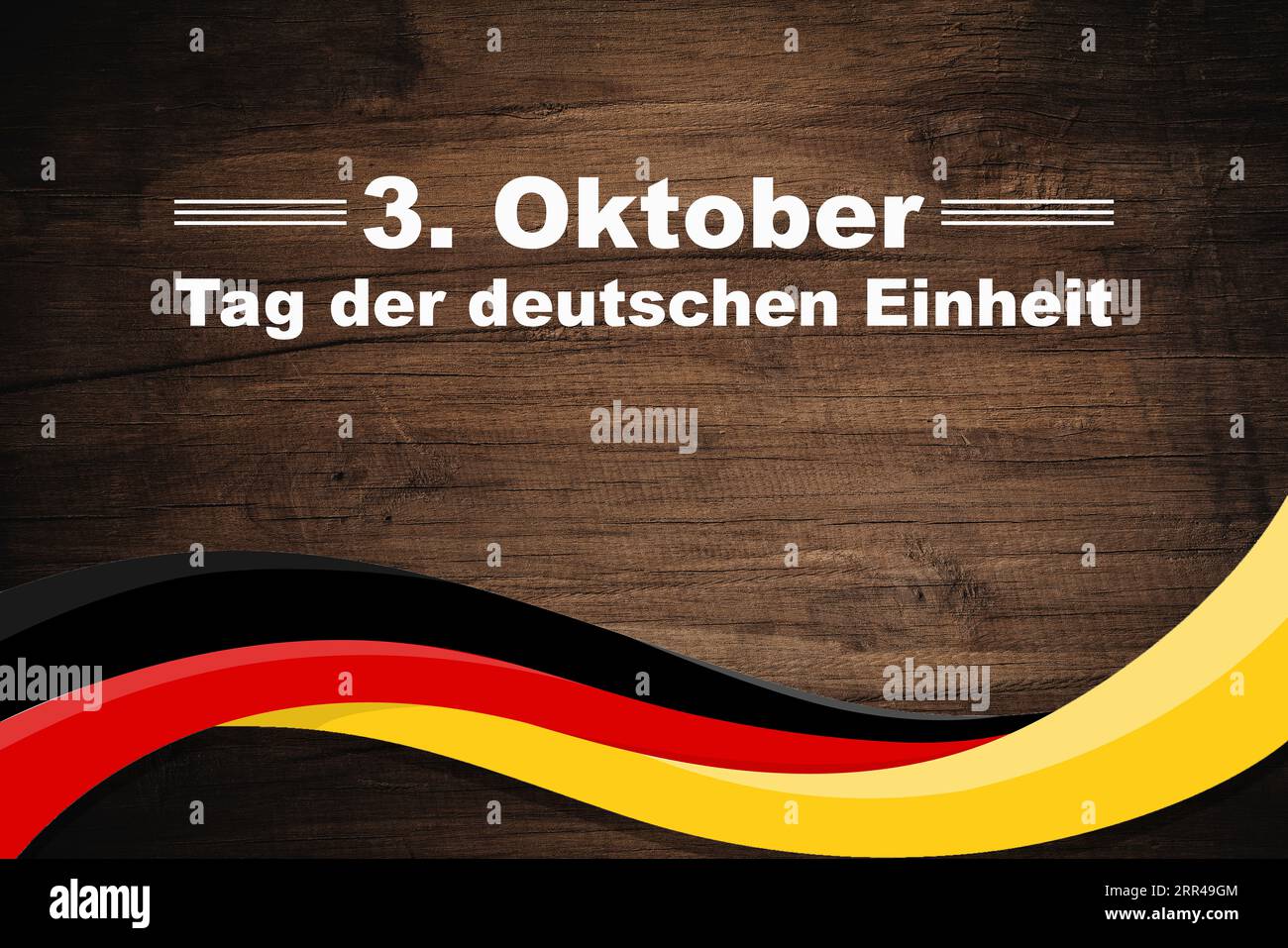 Germany Unity Day 3rd October. Text on a weaving flag of Germany. Tag ...