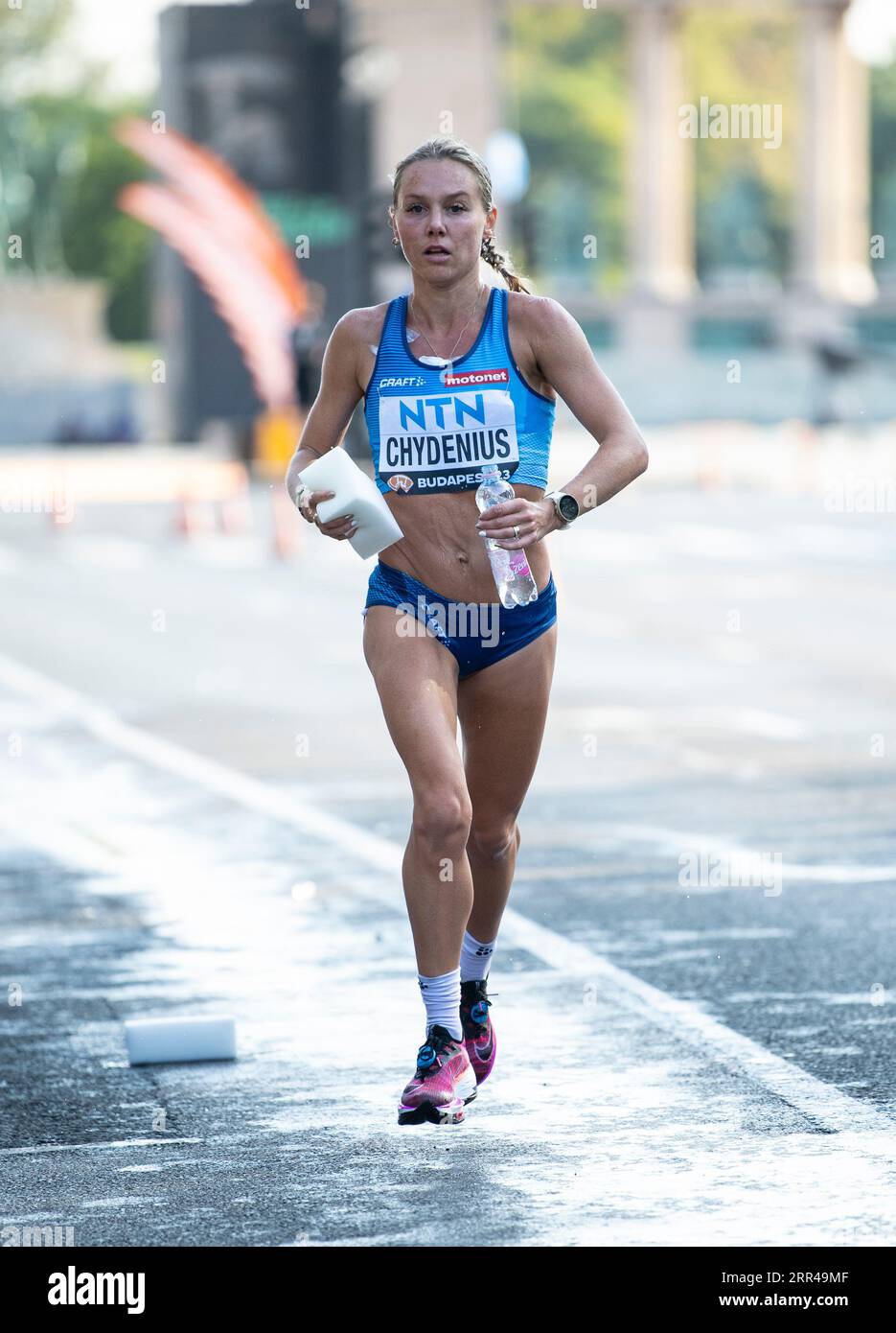 Nina Chydenius of Finland competing in the women’s marathon on day 8 of ...