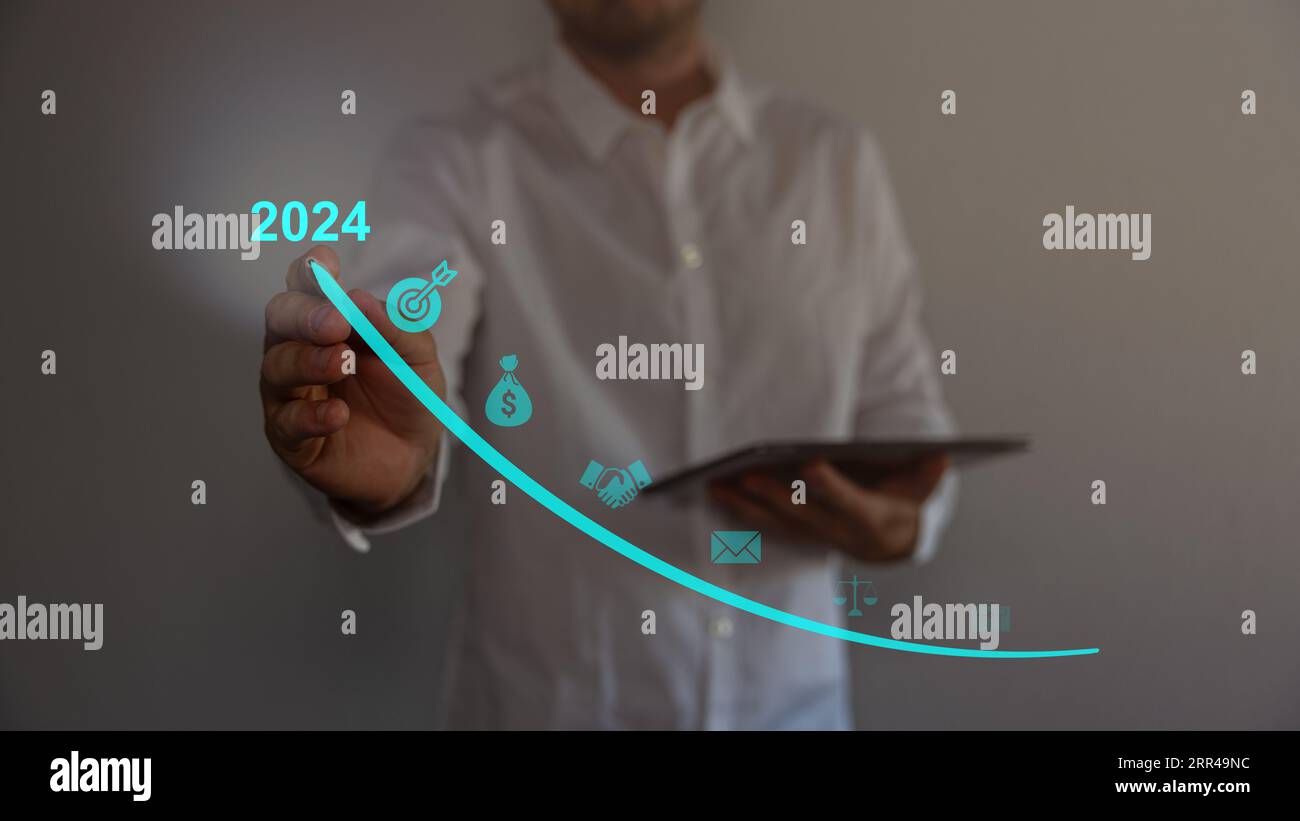 Business goals trends 2024. analytical businessperson planning business ...