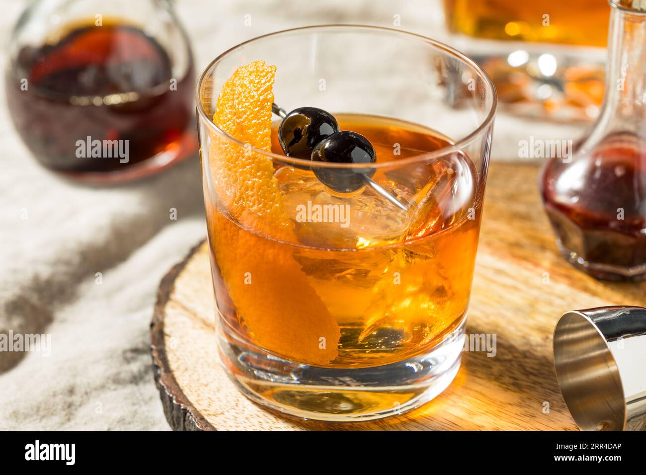 Boozy Maple Syrup Old Fashioned Cocktail with Bourbon and Cherries ...