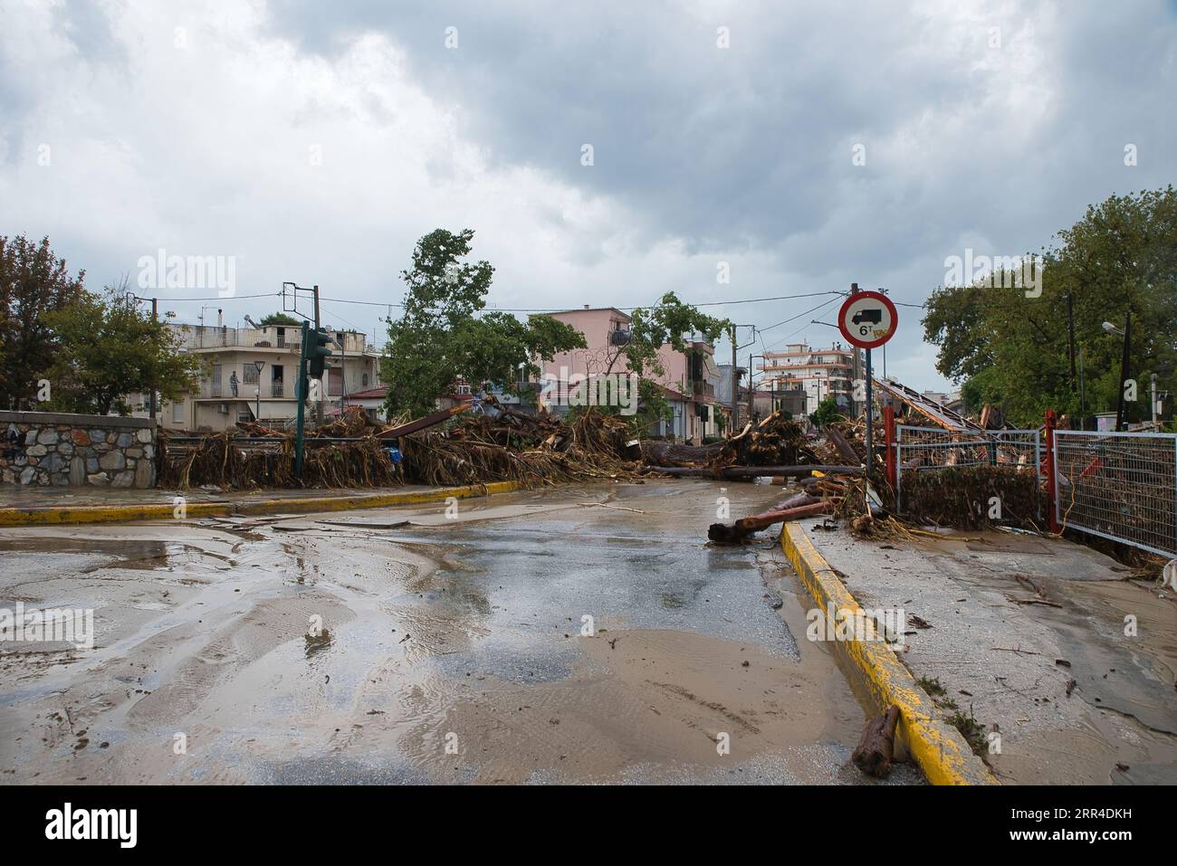 climate change, disaster from a storm, flooding of the Krausidon river ...