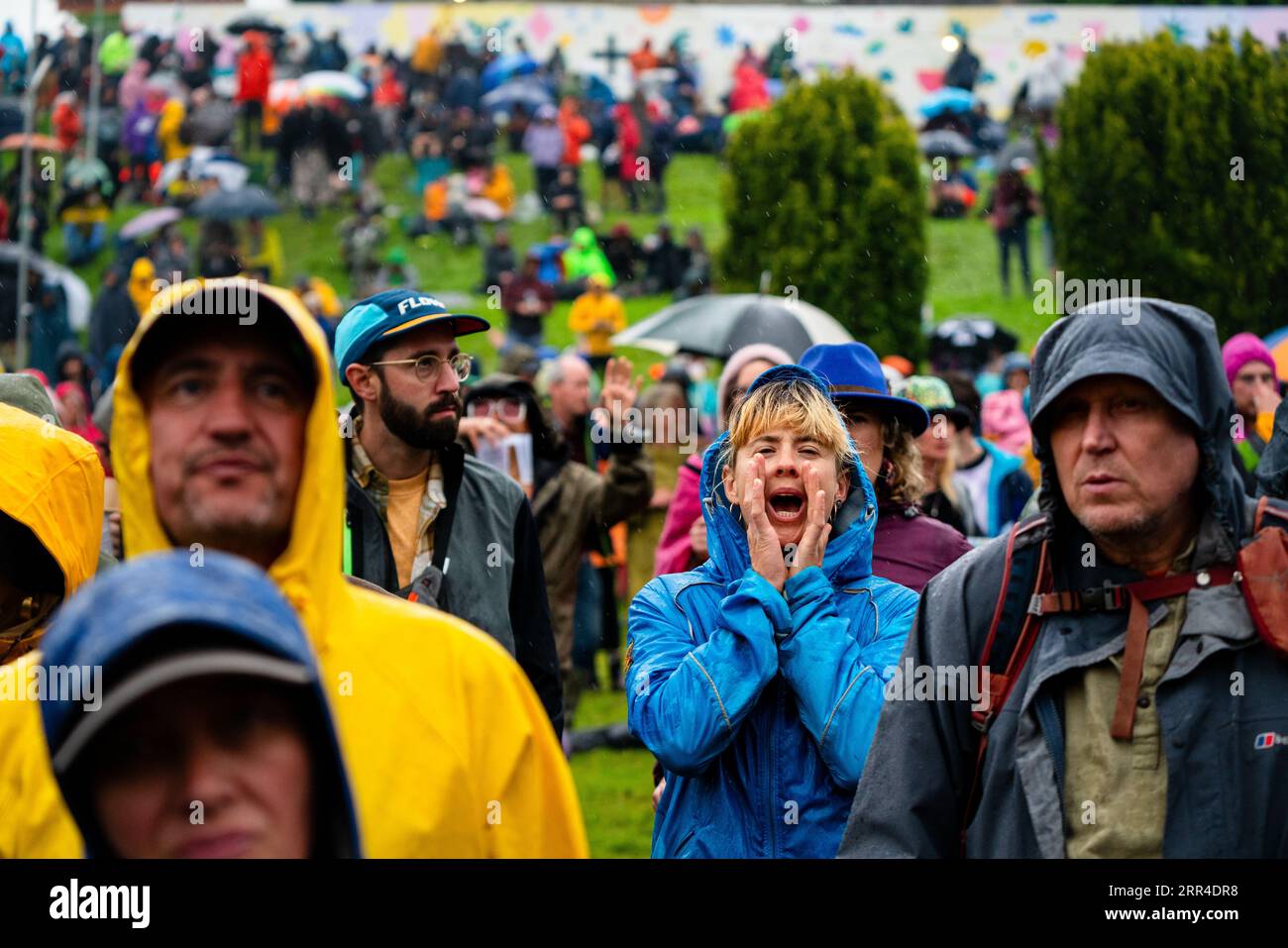 A great atmosphere in main Mountain Stage field in the heavy rainstorm ...
