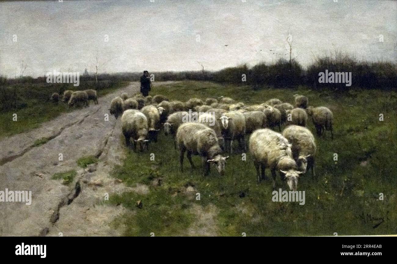 Herder met schapen 1880 by Anton Mauve Stock Photo - Alamy