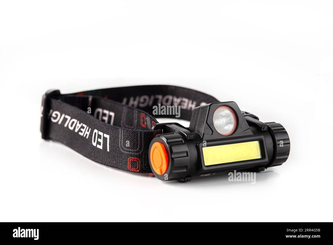 Head Torch flashlight on white background isolation. Light battery ...