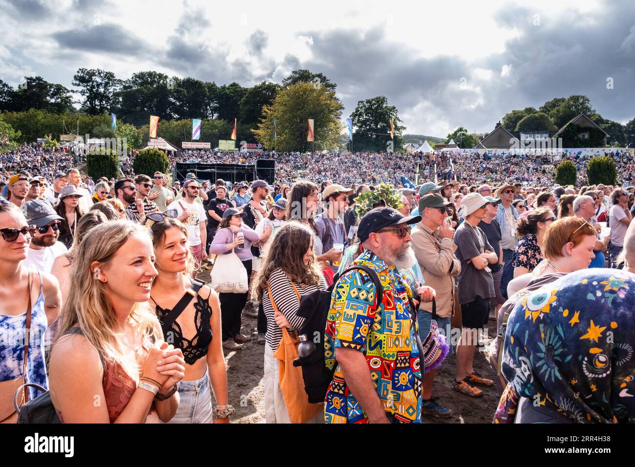 The view of the vast colourful crowd from the Mountain Stage in ...