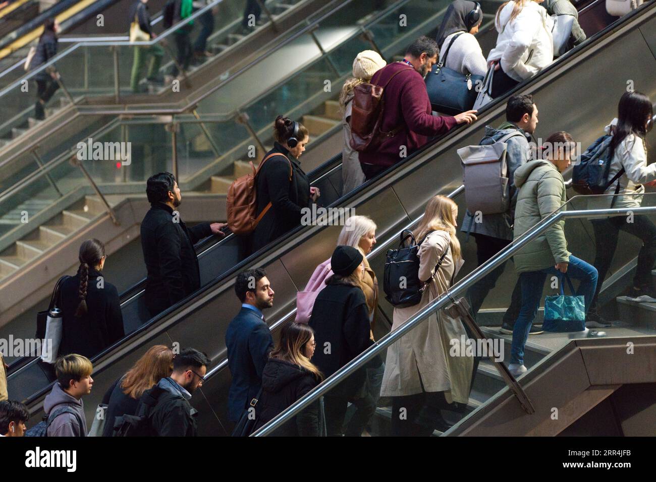 Group of people walking on stairs together in Melbourne city Australia ...