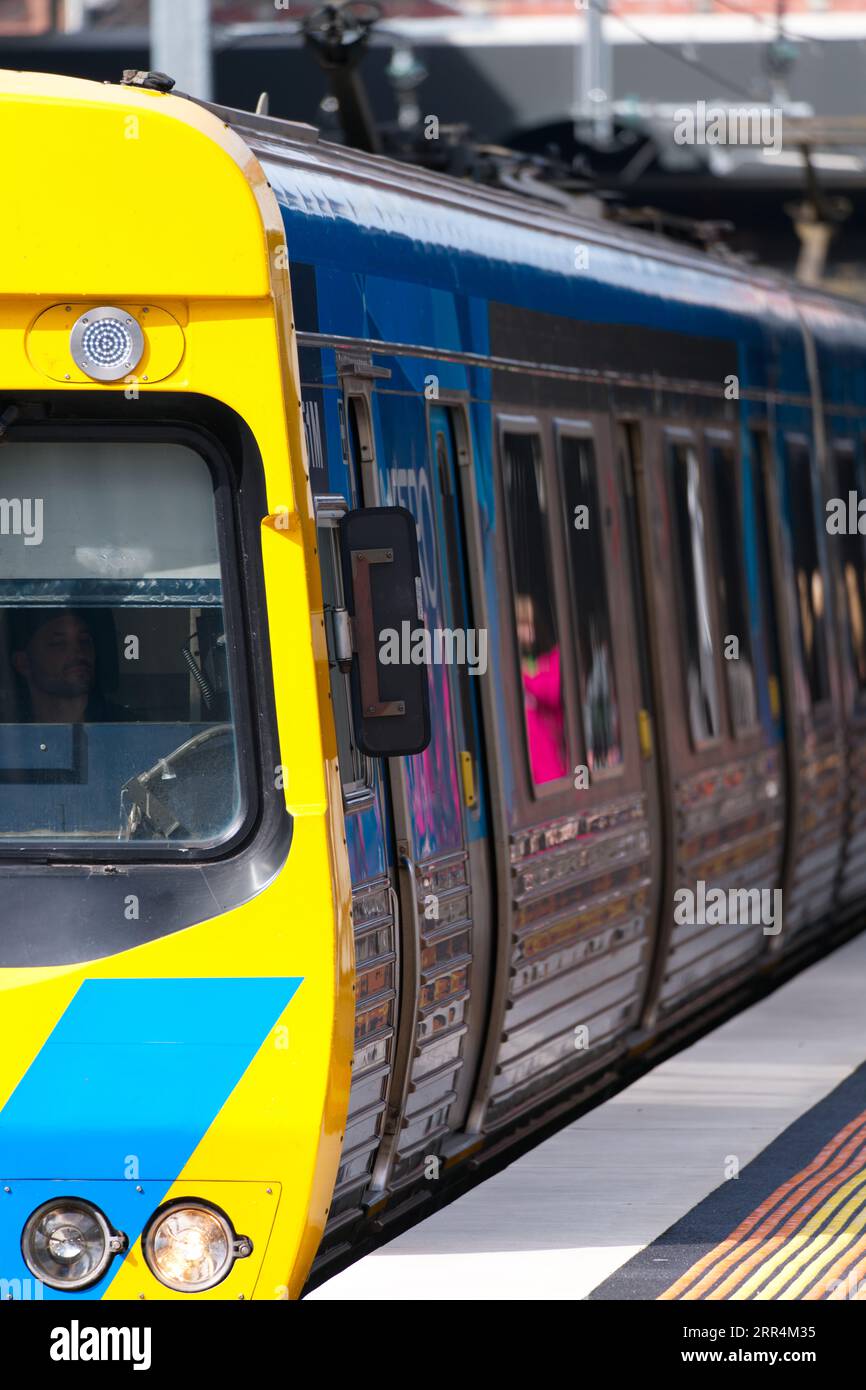Public transport Melbourne showing an electric passenger train pulling ...