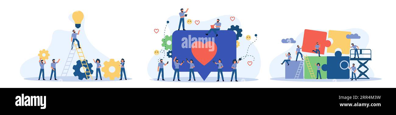 Man and woman business organization with circle gear vector concept ...