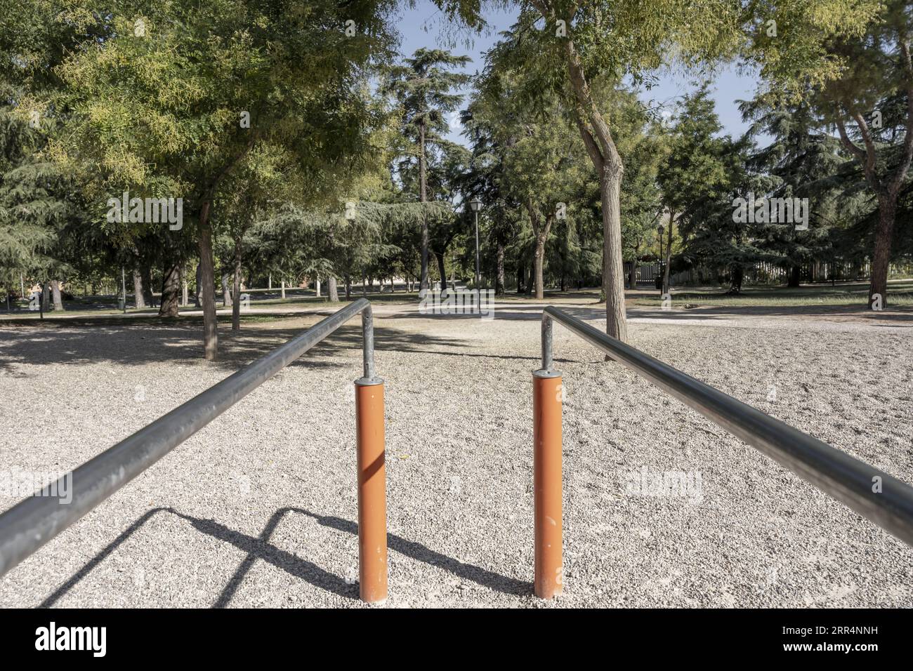 Metal parallel bars for outdoor exercise in an urban park Stock Photo ...
