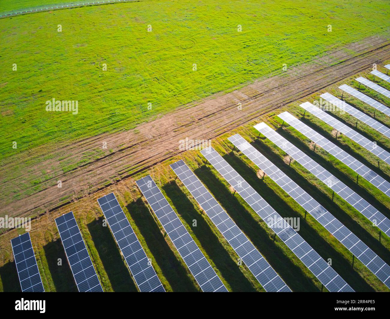 Solar farm aerial view Victoria Australia showing photovoltaic solar ...