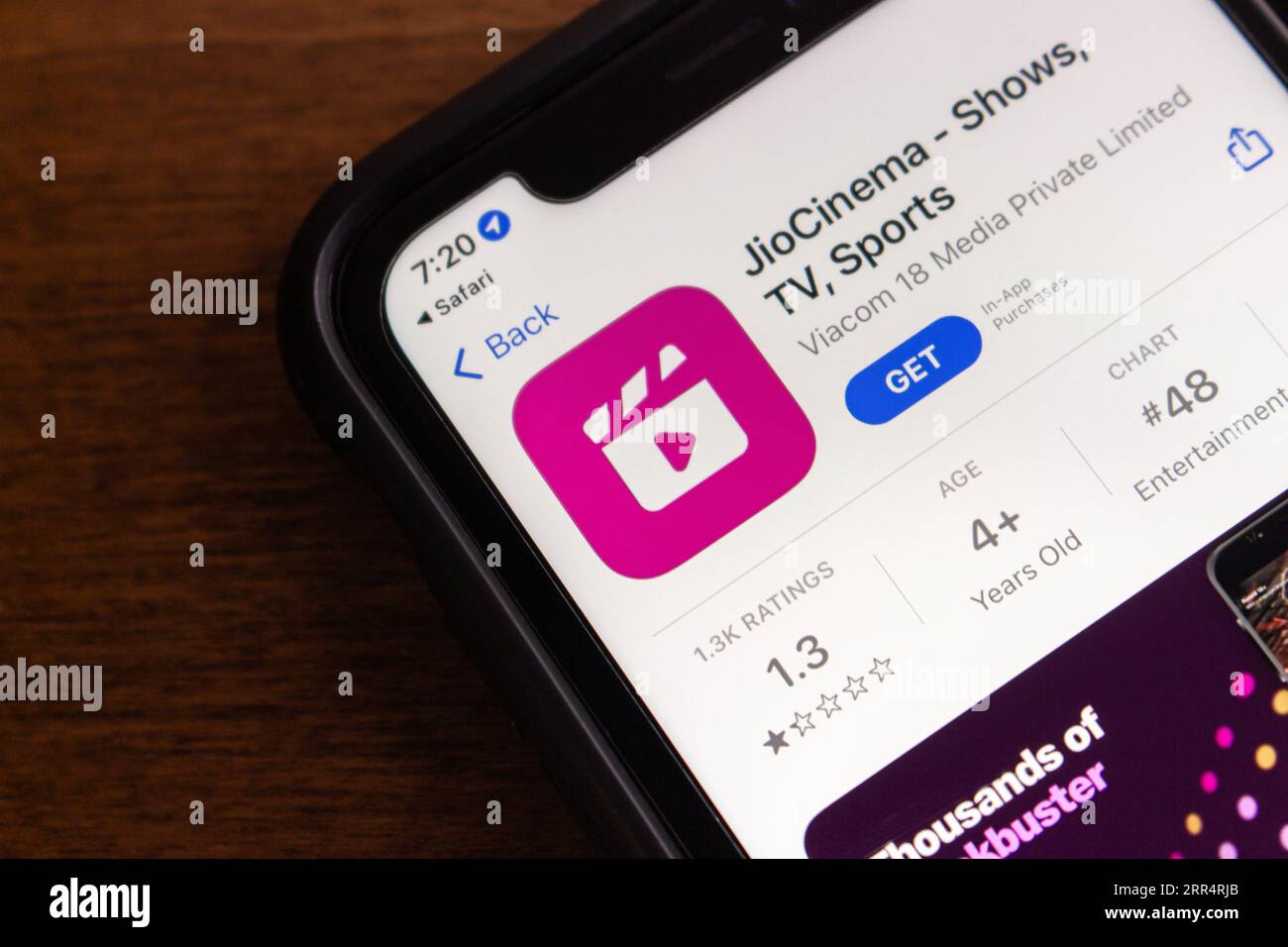 JioCinema app seen in App Store on iPhone. JioCinema, owned by Viacom18 ...