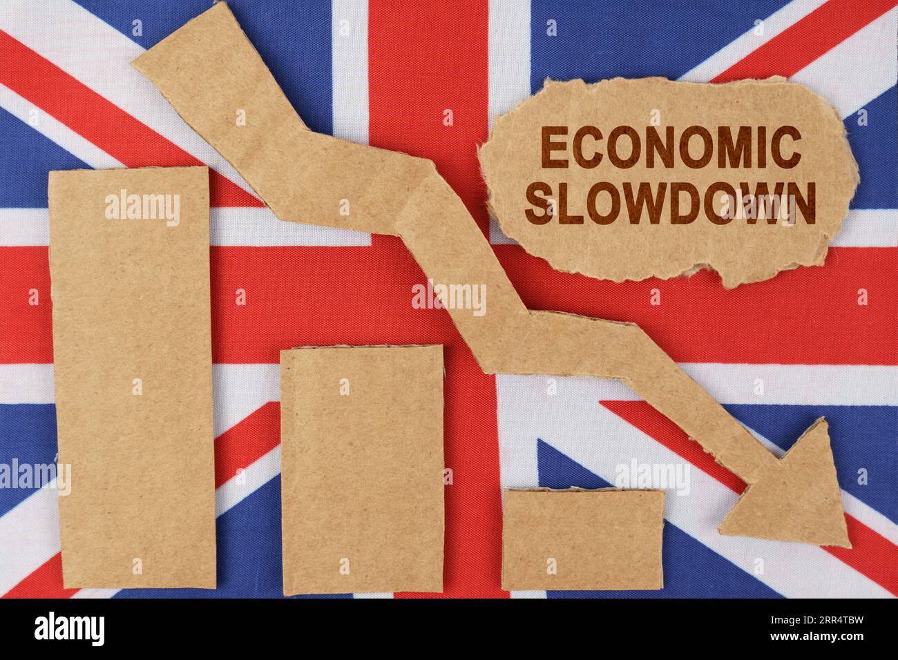 Economy and finance concept. On the flag of Great Britain there is a ...