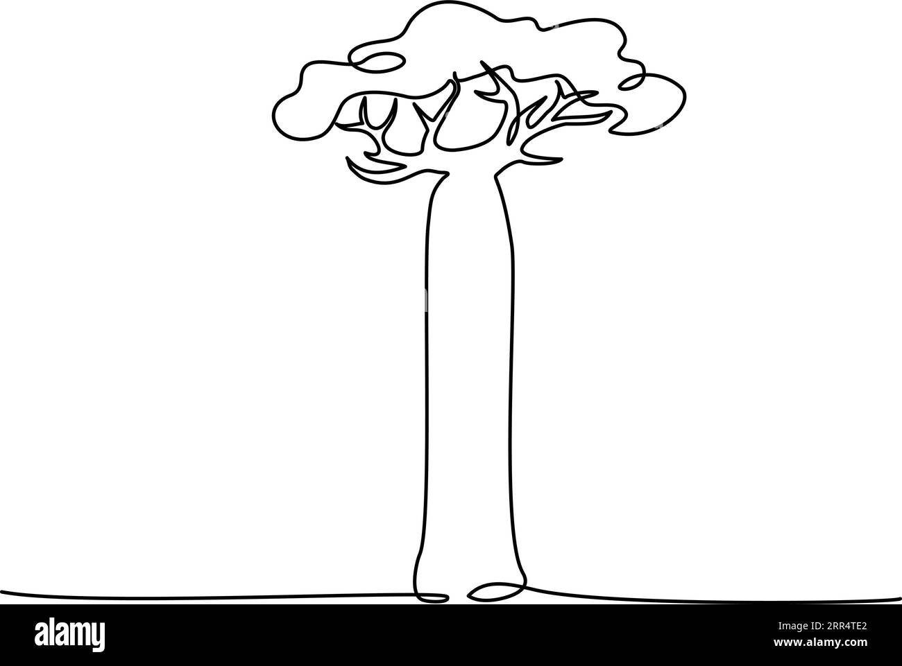 Exotic Baobab tree sign. Continuous one line art drawing style ...