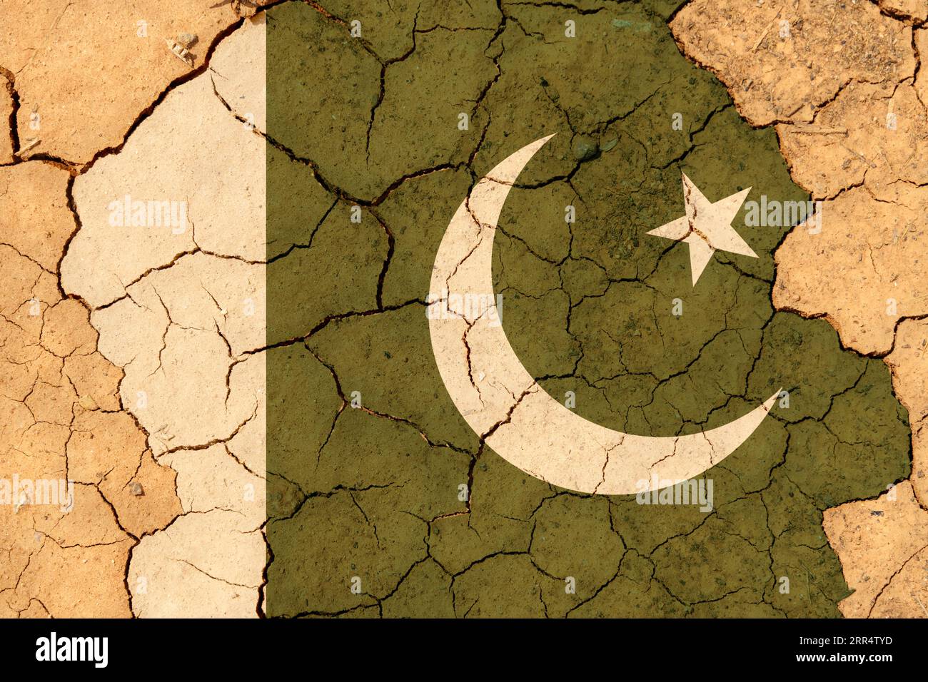 Ecological concept. Drought. On dry, cracked ground, the image of the ...