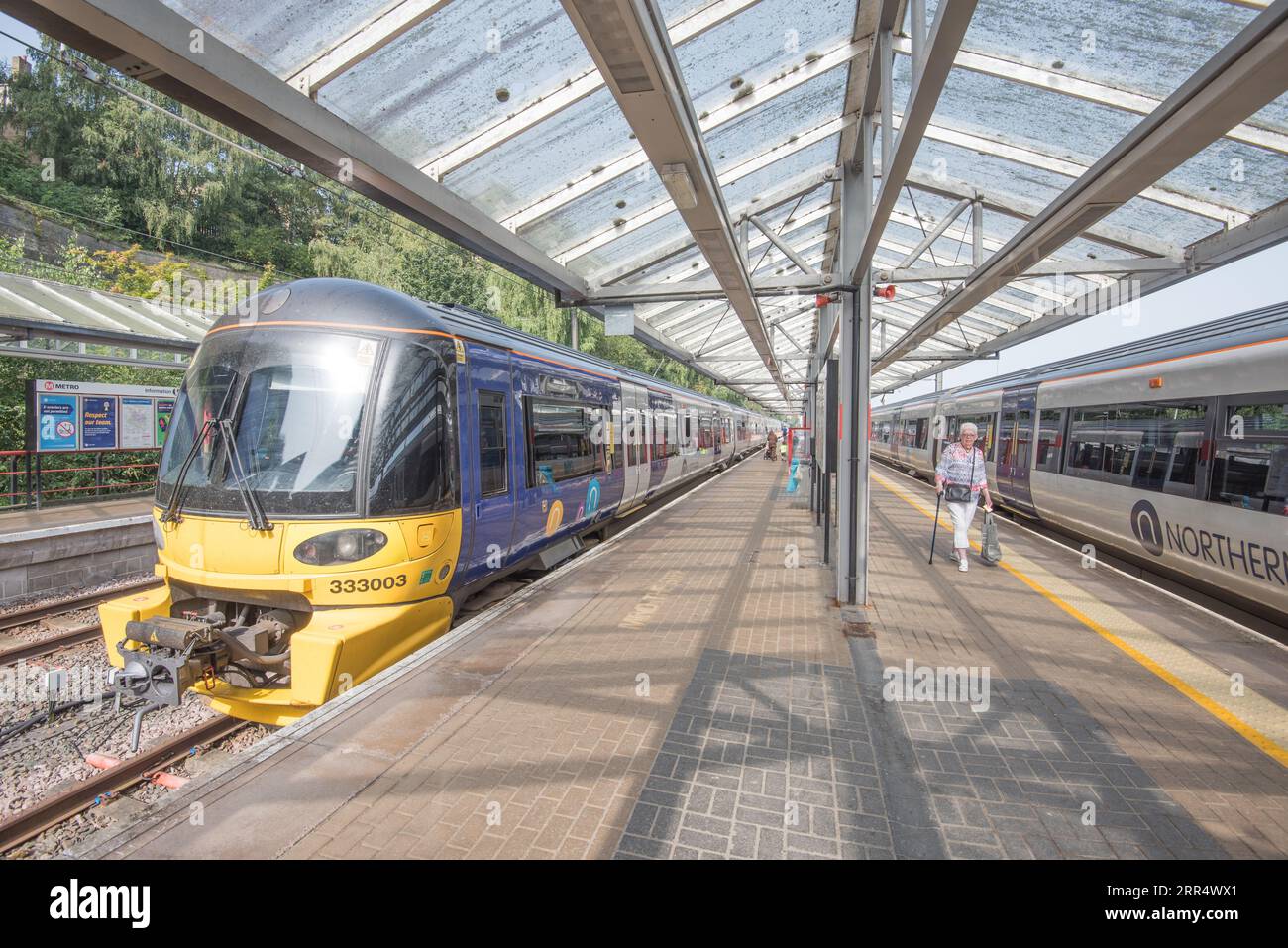 Trains and canopy at Forster Square railway station, Bradford, West ...