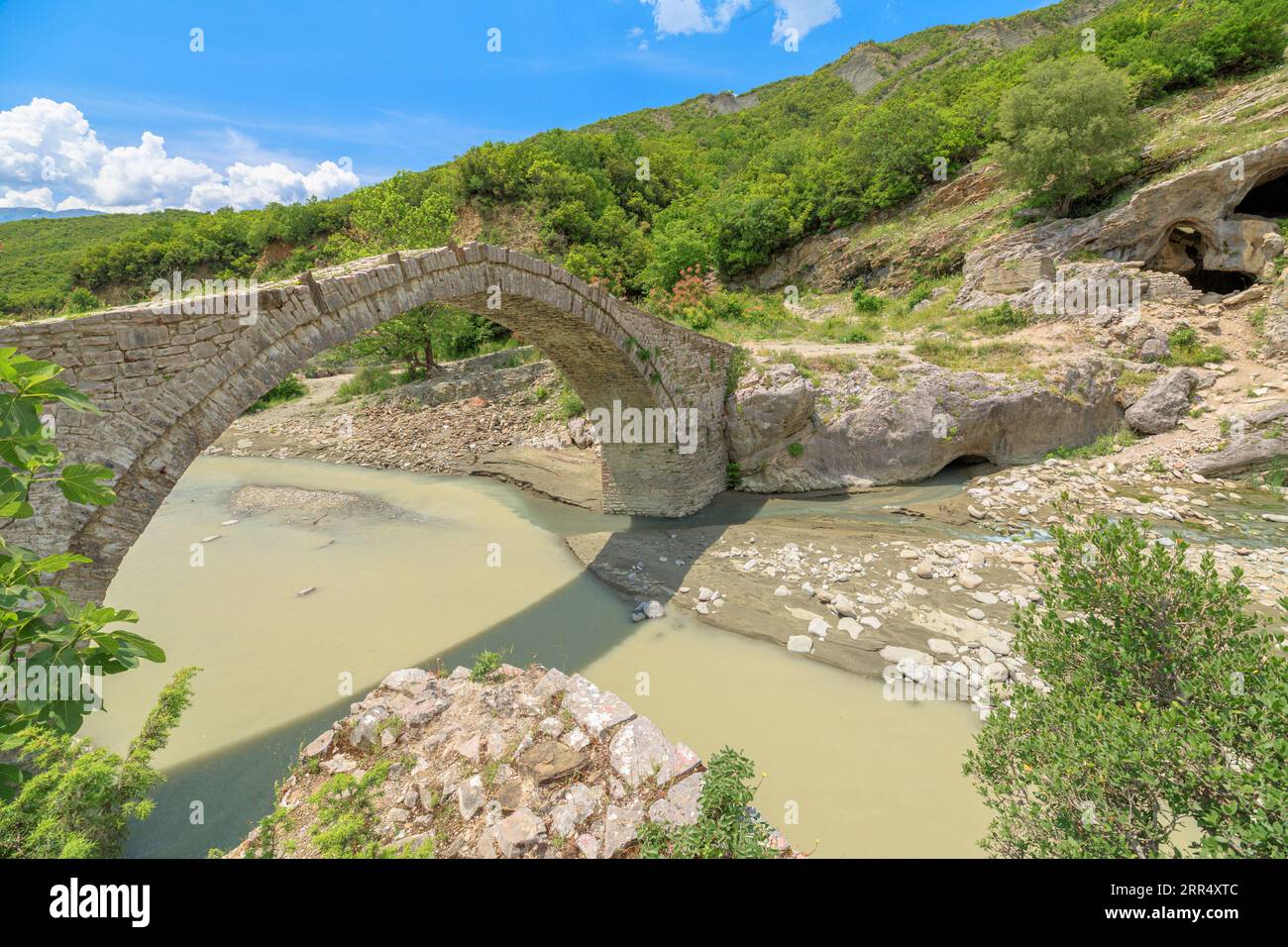 Kadiut Bridge in Albania showcasing rich cultural heritage. Surrounded ...