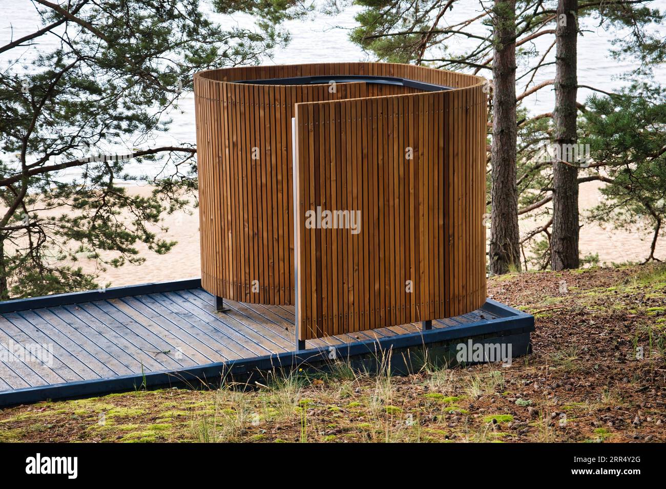 Beach dressing room. A modern bathing place to change clothes at Lake ...