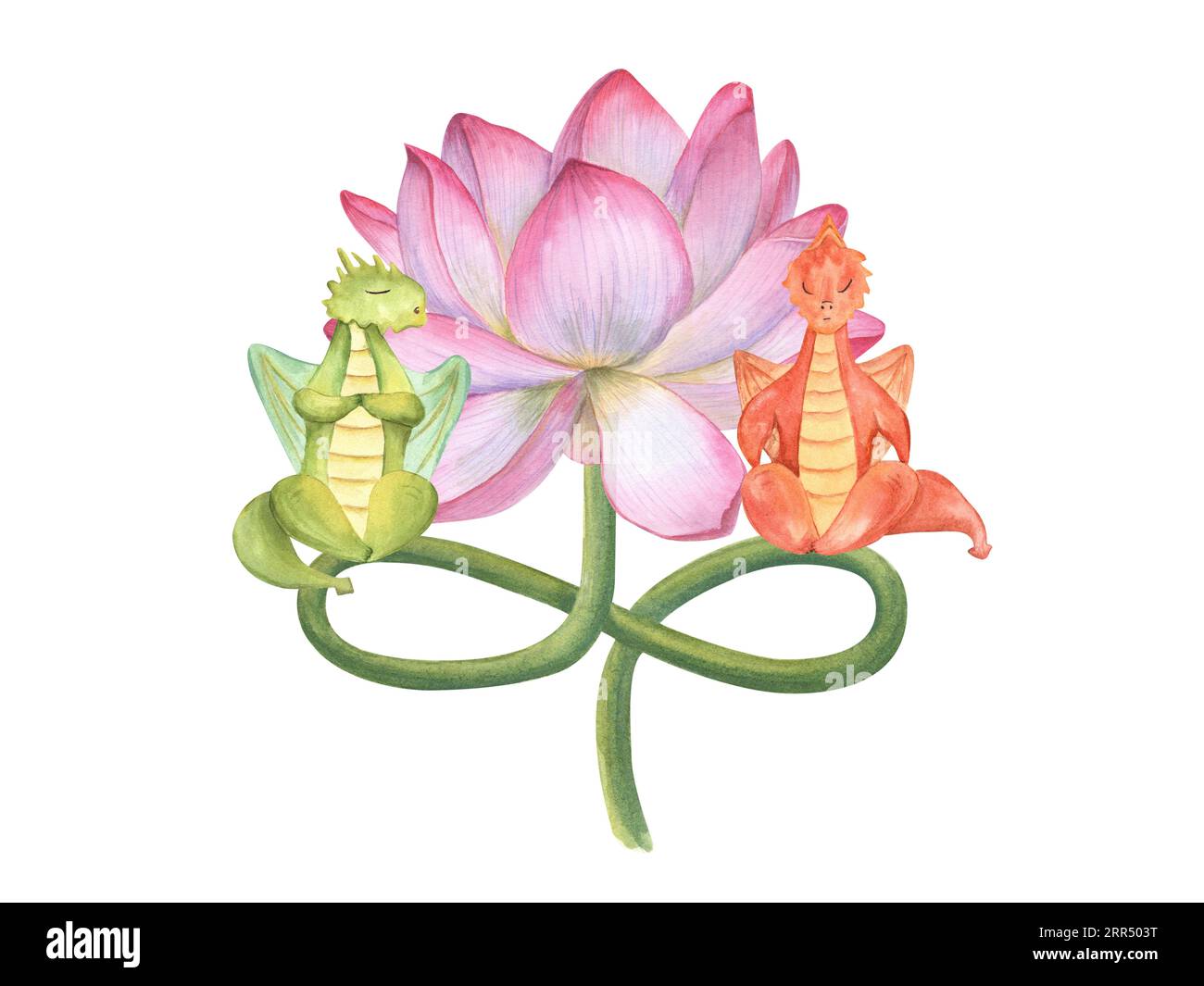 Cartoon Dragons sitting in lotus pose . Dinosaur meditation. Colored ...