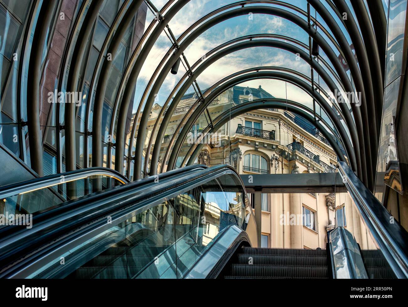 Bilbao, Spain. Glass Canopy subway entrance brings in natural light ...