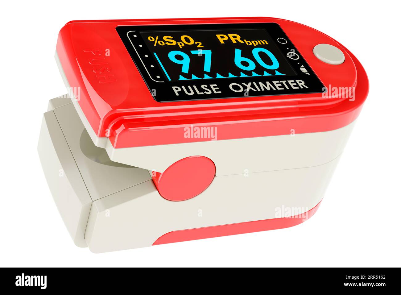 Portable Pulse Oximetry, pulse oximeter fingertip. 3D rendering ...