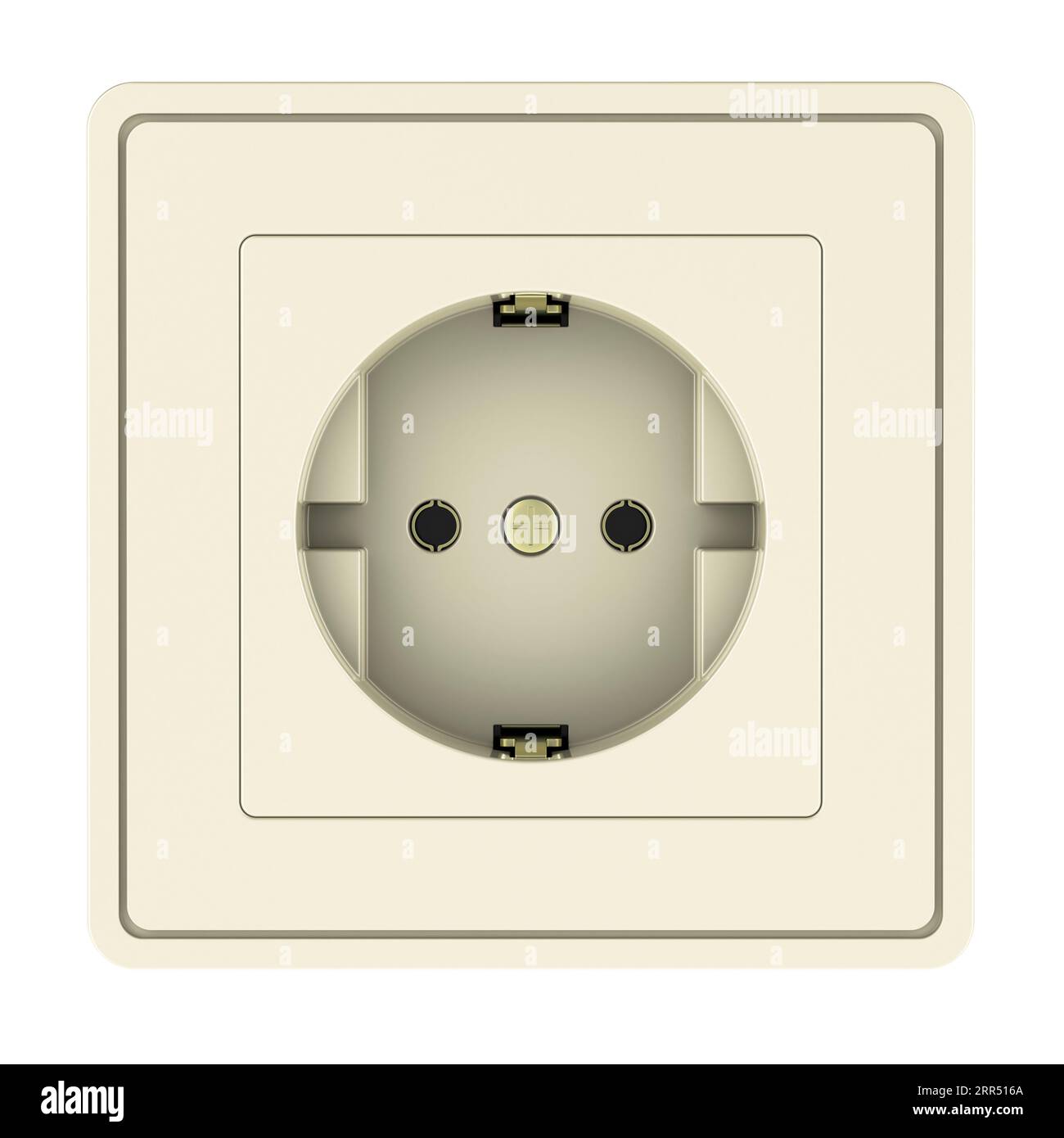 Electrical outlet, white socket. Front view, 3D rendering isolated on ...