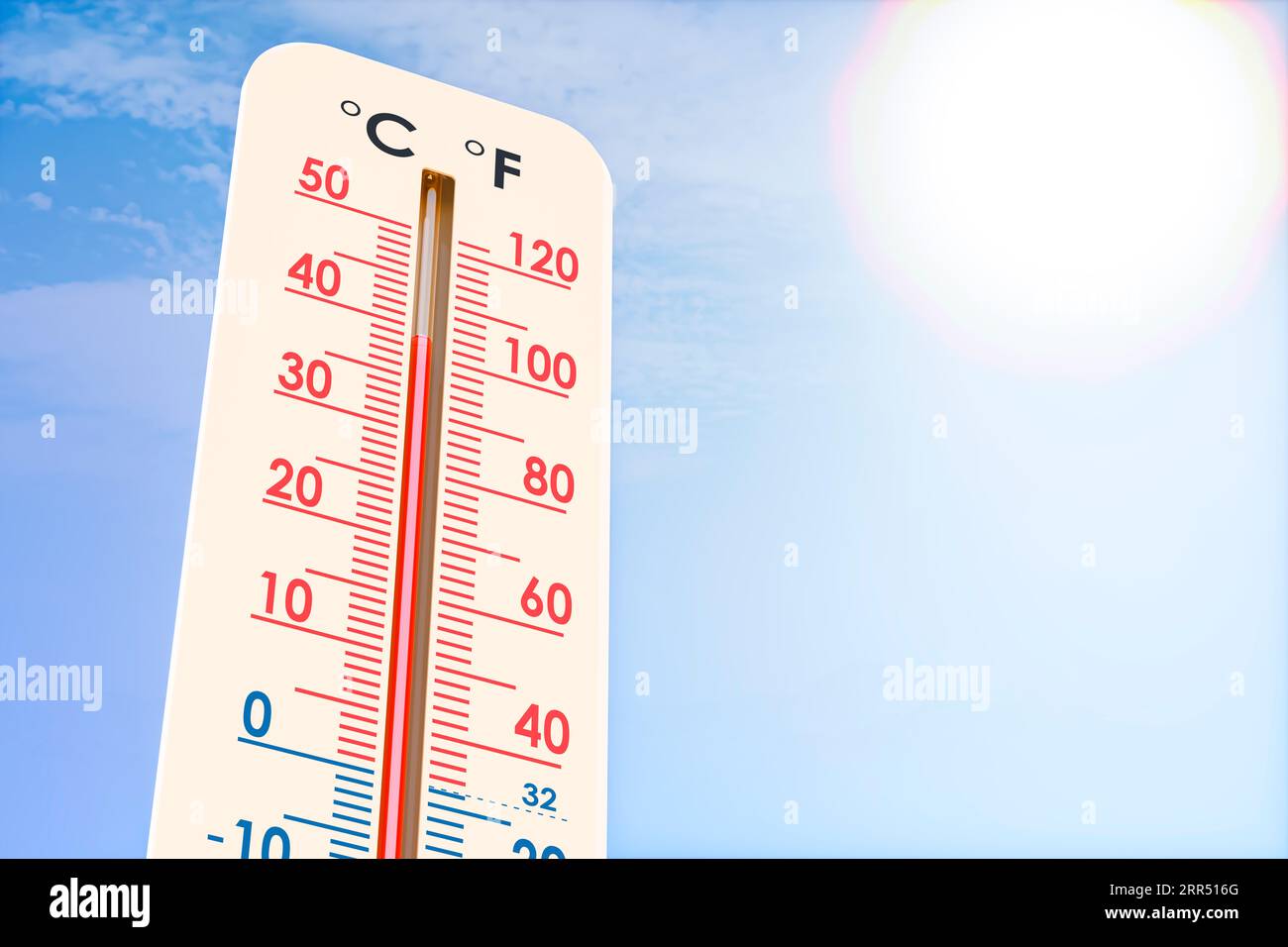 Heat wave concept with thermometer, 3D rendering Stock Photo - Alamy