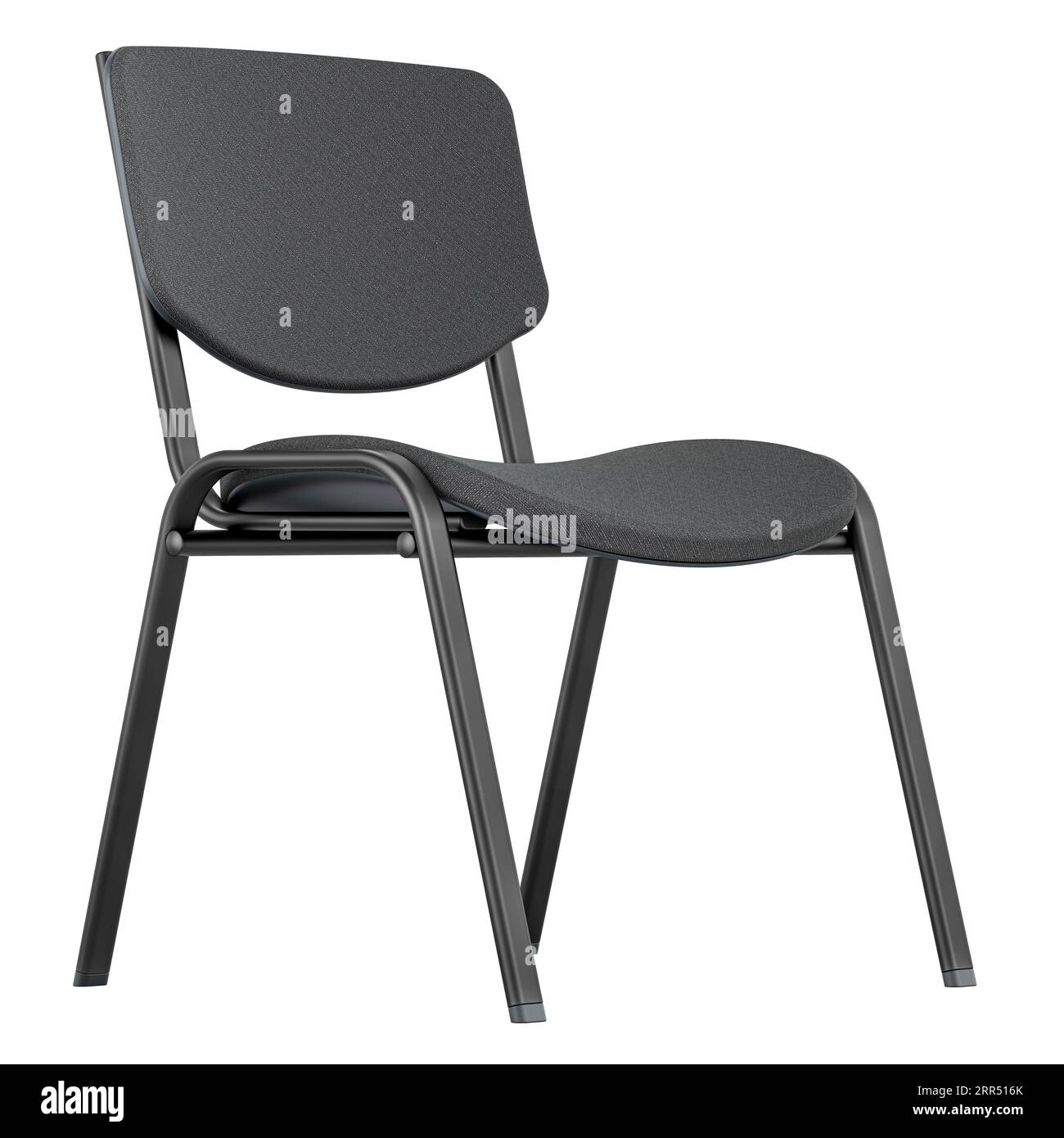 Black Office Chair without wheels, 3D rendering isolated on white ...