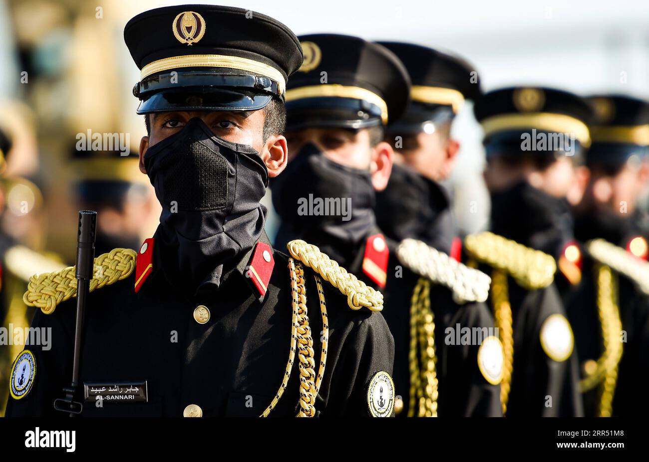 201219 -- DOHA, Dec. 19, 2020 -- Members of the Qatari armed forces ...