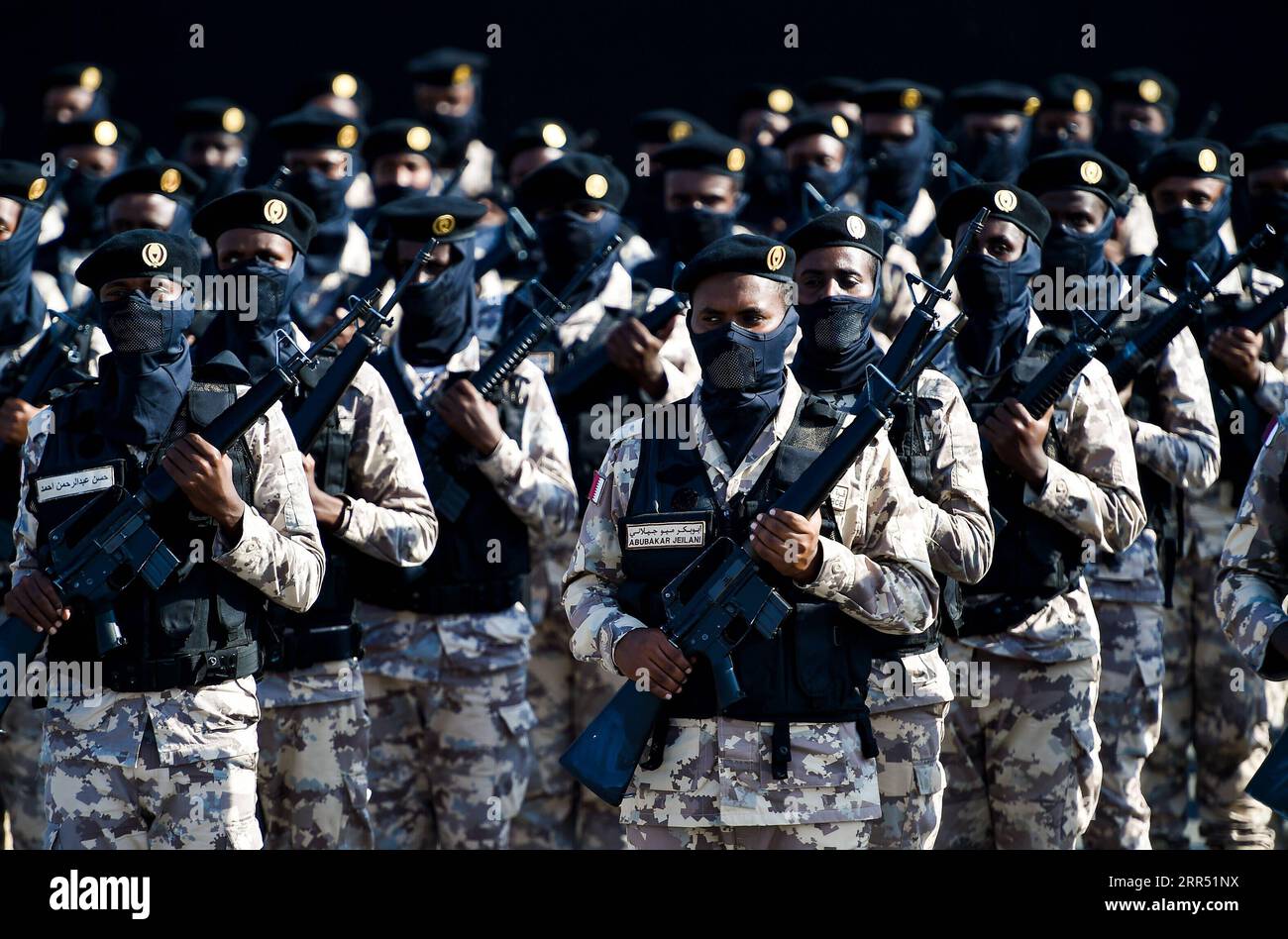 201219 -- DOHA, Dec. 19, 2020 -- Members of the Qatari armed forces ...