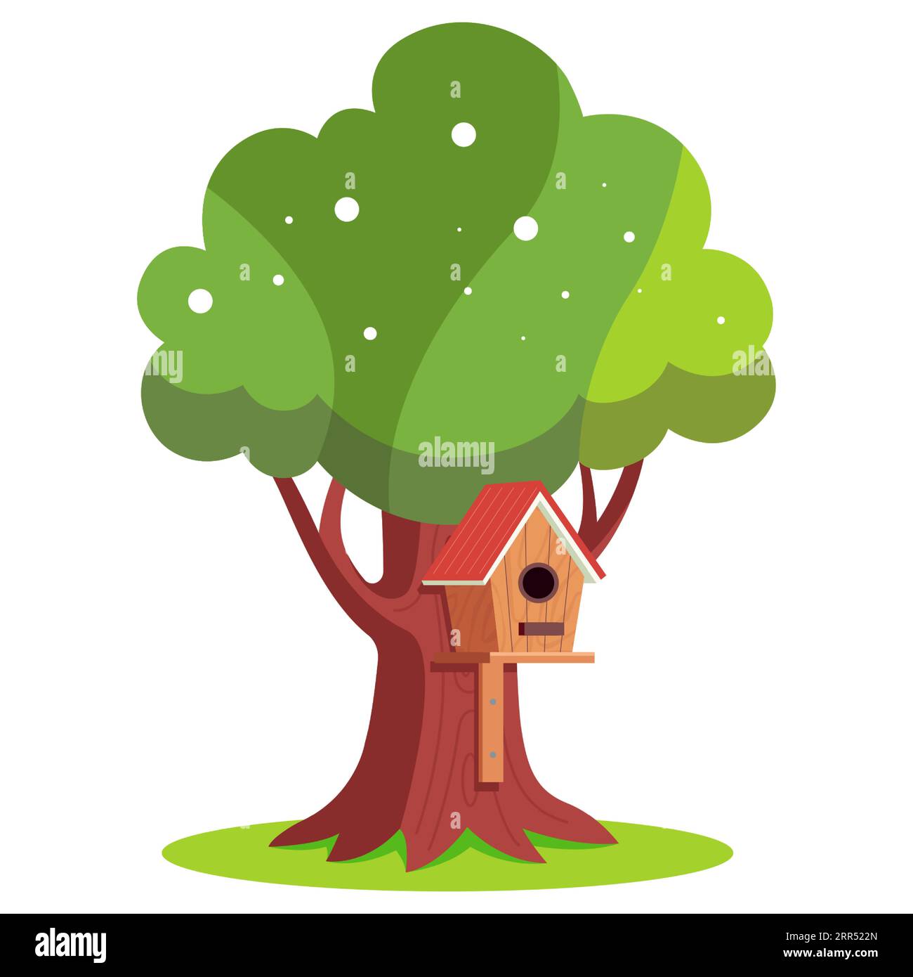 wooden birdhouse hanging on a tree. flat vector illustration Stock ...
